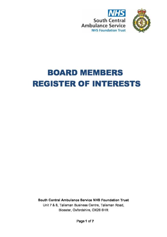 Board Members Register of interests – 31 August 2022 | South Central ...